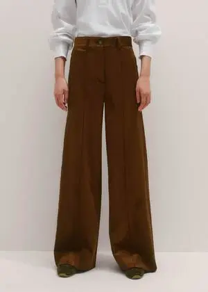 ME+EM Corduroy Wide Leg Trousers - Burnt Caramel
