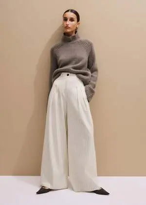 ME+EM Wide-leg Pinstripe Trousers