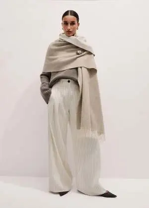 ME+EM Wide-leg Pinstripe Trousers
