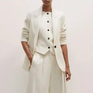 ME+EM Wide-leg Pinstripe Trousers
