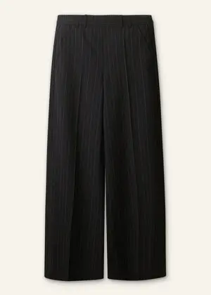 ME+EM Wide-leg Pinstripe Wool Blend Trousers - Black