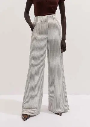 ME+EM High Waist Wide Leg Striped Trousers