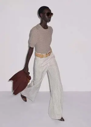 ME+EM High Waist Wide Leg Striped Trousers