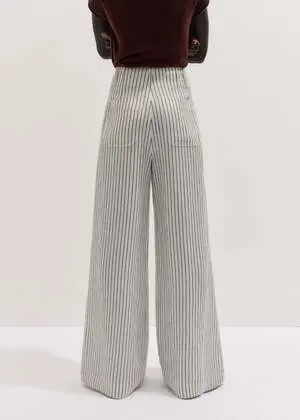 ME+EM High Waist Wide Leg Striped Trousers