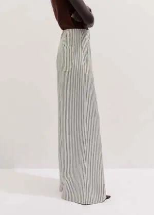 ME+EM High Waist Wide Leg Striped Trousers