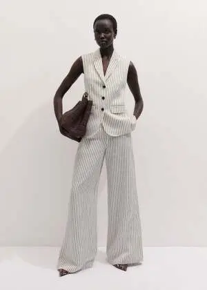 ME+EM High Waist Wide Leg Striped Trousers