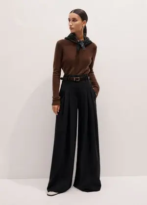 ME+EM Wool Pleated Wide-leg Trousers