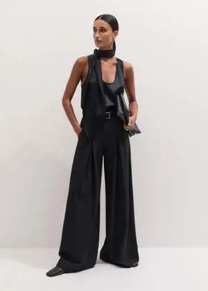 ME+EM Wide-leg Tailored Trousers - Black