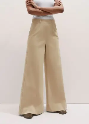 ME+EM High Waist Wide-leg Trousers - Light Stone