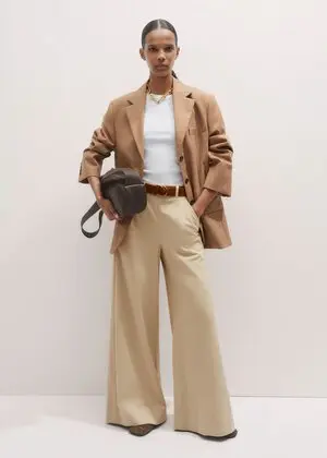 ME+EM High Waist Wide-leg Trousers - Light Stone