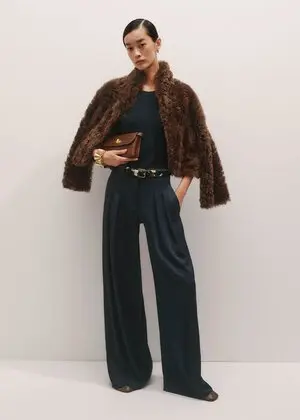 ME+EM Double Pleat Wide-leg Satin Crepe Trousers - Midnight Navy