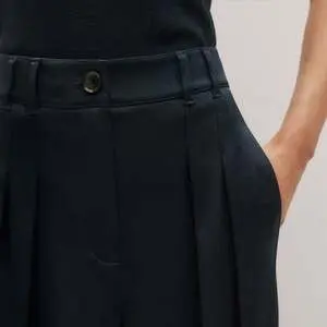 ME+EM Double Pleat Wide-leg Satin Crepe Trousers - Midnight Navy