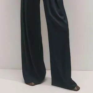 ME+EM Double Pleat Wide-leg Satin Crepe Trousers - Midnight Navy