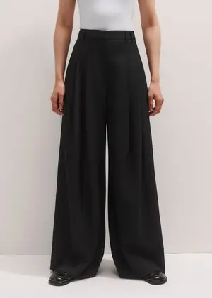 ME+EM Wide-leg Pleat Pant - Black