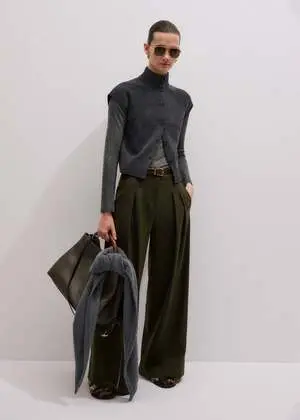 ME+EM Olive Green Wide-leg Double Pleat Trouser - Intense Olive