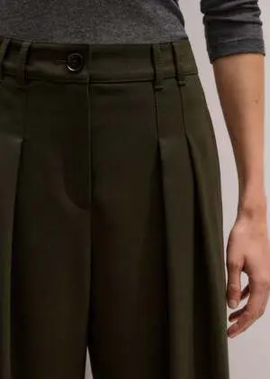 ME+EM Olive Green Wide-leg Double Pleat Trouser - Intense Olive