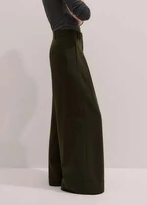 ME+EM Olive Green Wide-leg Double Pleat Trouser - Intense Olive