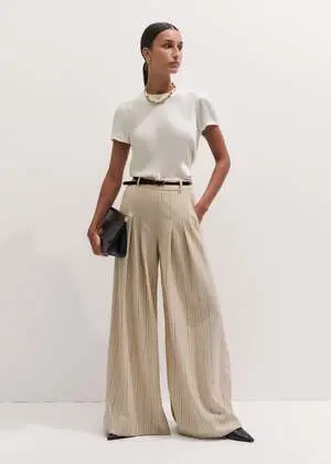 ME+EM Ultra-wide Leg Striped Tailored Trousers