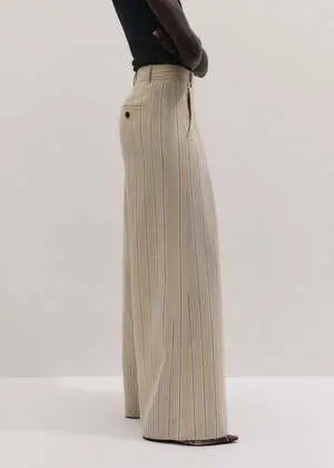ME+EM Ultra-wide Leg Striped Tailored Trousers