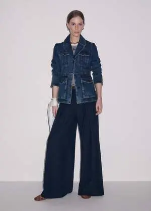 ME+EM Wide-leg Bouclé Trousers - Navy