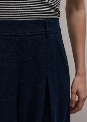 ME+EM Wide-leg Bouclé Trousers - Navy