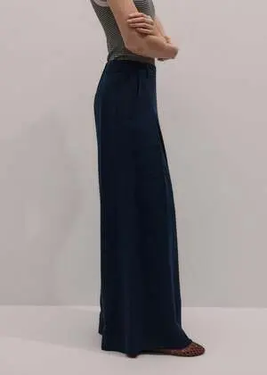 ME+EM Wide-leg Bouclé Trousers - Navy