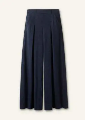 ME+EM Wide-leg Bouclé Trousers - Navy