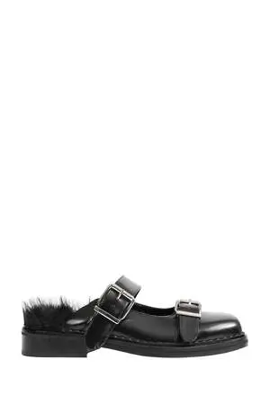 Simone Rocha Buckled Mary Jane Mules With Faux Fur Trim