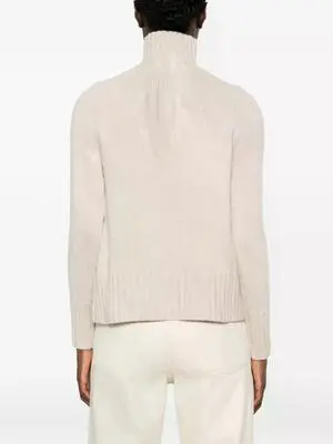 Max Mara Ribbed-knit Turtleneck Sweater - Neutrals
