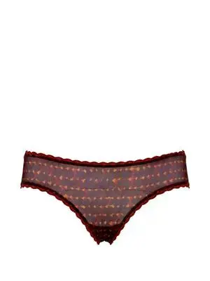 LAURA URBINATI Geometric-print Lace-trim Briefs - Red