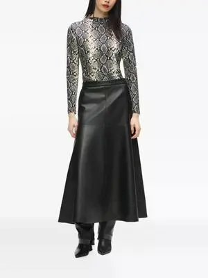 Karl Lagerfeld Faux-leather Panelled Flared Skirt