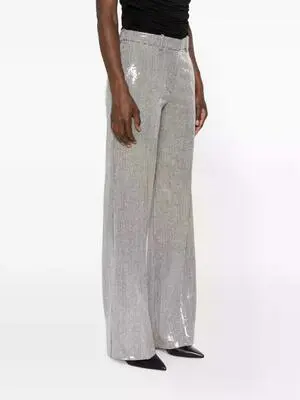 ERMANNO FIRENZE Sequin-embellished Houndstooth Tailored Trousers - Grey