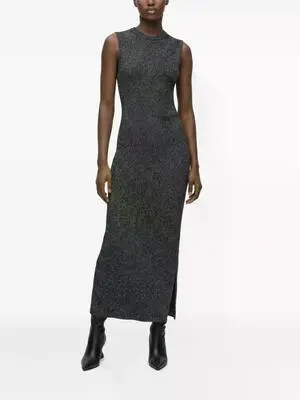 Karl Lagerfeld Metallic Knit Maxi Dress With Side Slit