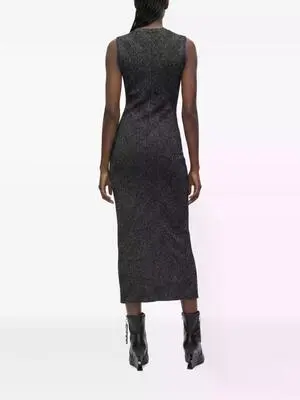 Karl Lagerfeld Metallic Knit Maxi Dress With Side Slit