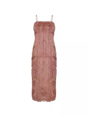 Balmain Fringe-detailing Spaghetti-strap Dress - Pink