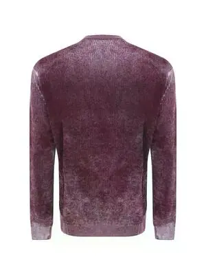 Emporio Armani Ribbed Virgin Wool Sweater With Mélange Print - Red