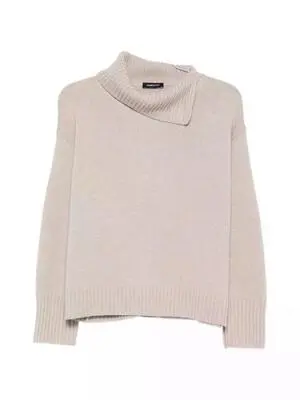 ANNE CLAIRE Asymmetric Roll-neck Sweater - Neutrals