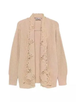 ERMANNO FIRENZE Lace-trim Cardigan - Neutrals