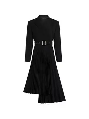 Karl Lagerfeld Asymmetric Pleated Tailored Dress - Black