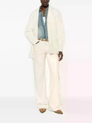 ERMANNO FIRENZE Lace Trimmed Ribbed Knit Cardigan - White
