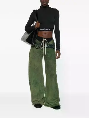 Palm Angels Logo Detail Cropped Mock Neck Top