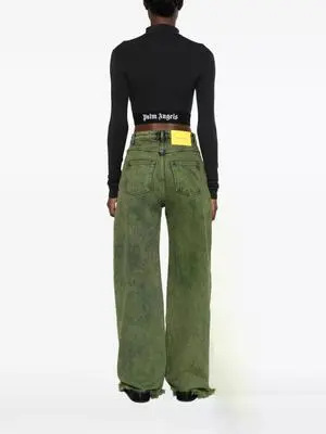 Palm Angels Logo Detail Cropped Mock Neck Top