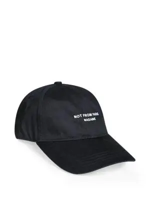 Drole De Monsieur Slogan-embroidered Cotton Baseball Cap - Black