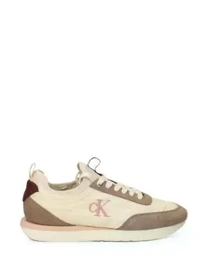 Calvin Klein Suede-panelled Logo-embroidered Runner Sneakers - Neutrals