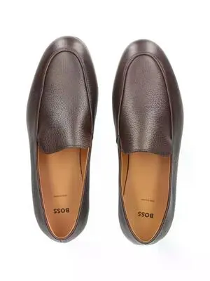 BOSS Grainy Leather Loafers - Brown