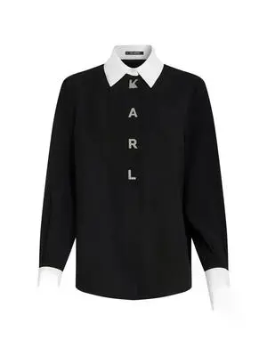 Karl Lagerfeld Contrast Collar Long Sleeve Shirt
