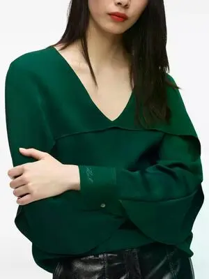 Karl Lagerfeld V-neck Flounce Blouse