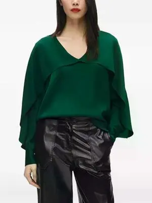Karl Lagerfeld V-neck Flounce Blouse - Green