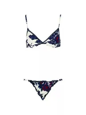 LAURA URBINATI Floral-print Lace-trim Bra