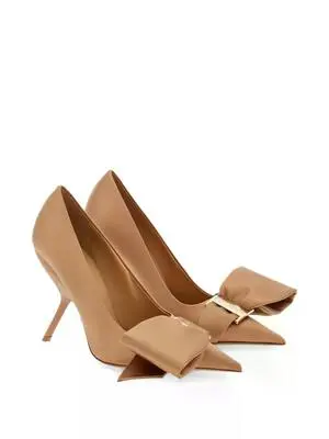 FERRAGAMO Bow-detail Pointed-toe Pumps - Neutrals